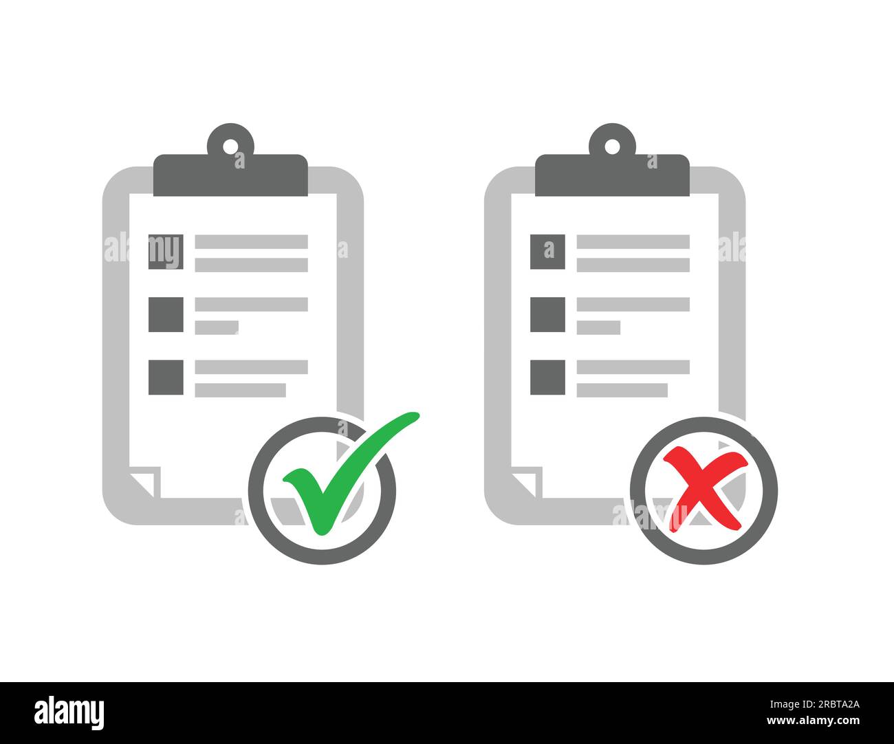 simple clipboard checklist icon set tick check cross mark vector set ...
