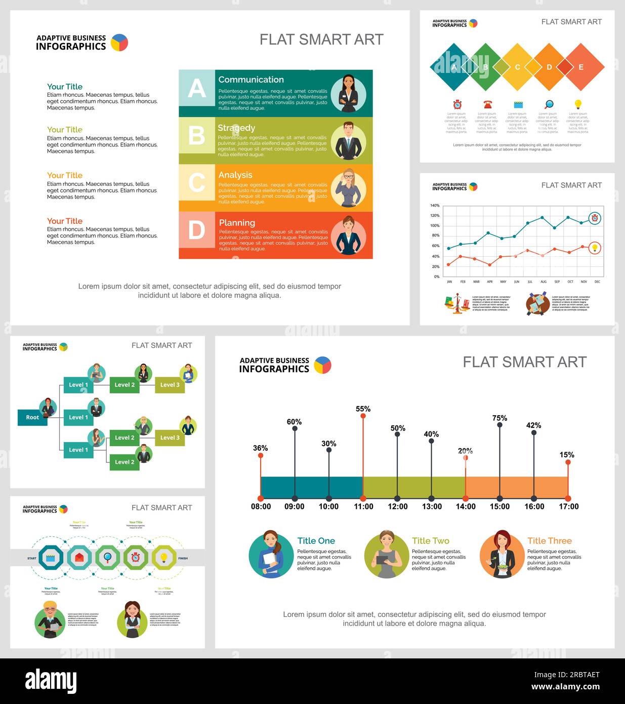 Colorful statistics or training concept infographic charts set Stock ...