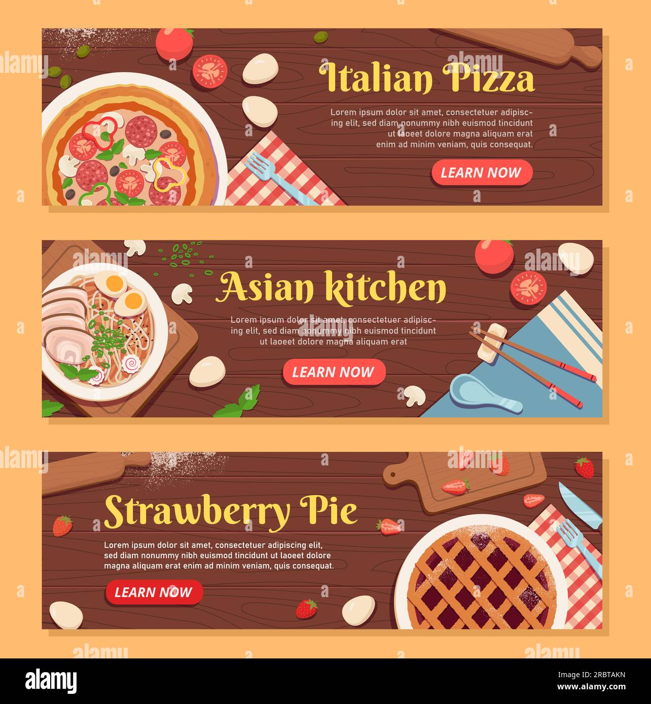 Food cooking landing page banners set Stock Vector Image & Art - Alamy