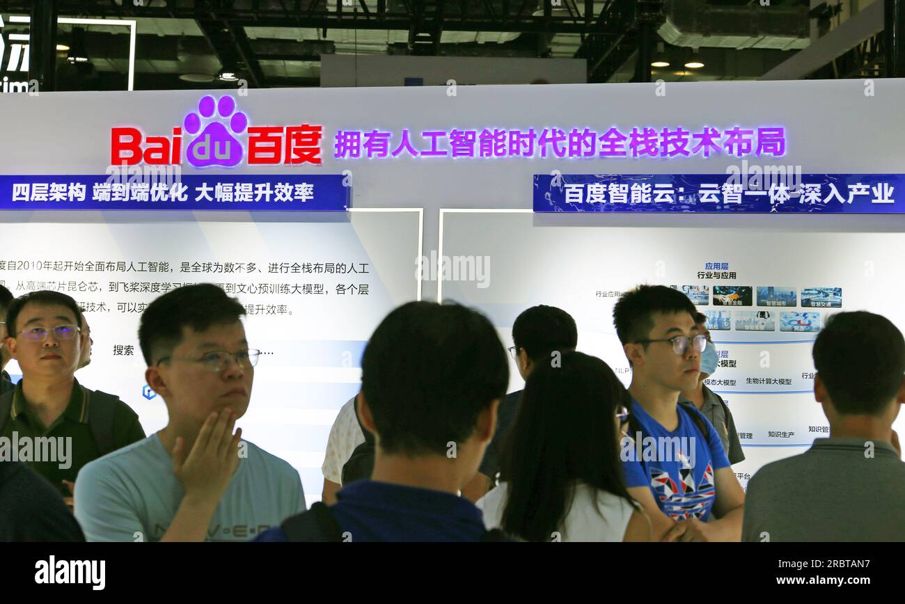 SHANGHAI, CHINA - JULY 7, 2023 - Visitors visit Baidu's booth at the ...