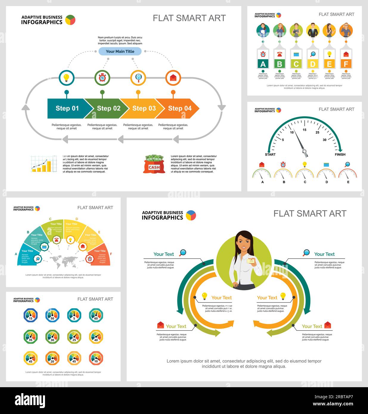 Colorful promotion or training concept infographic charts set Stock ...