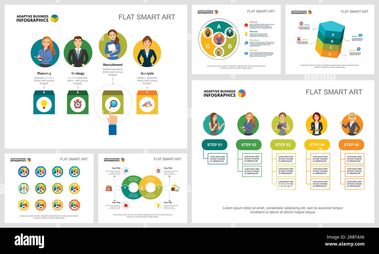 Colorful marketing or training concept infographic charts set Stock ...