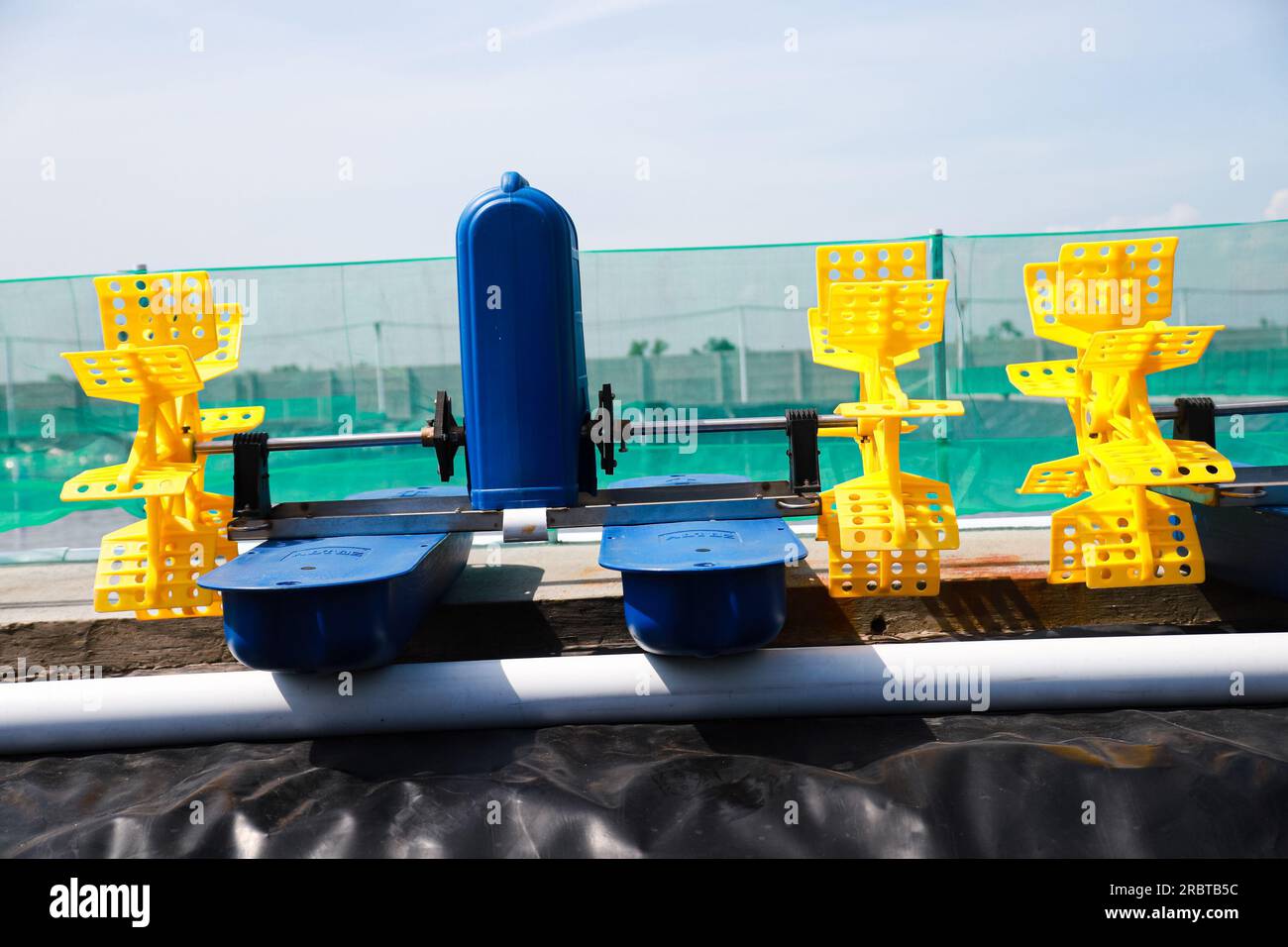 Several paddle wheel aerators undergo maintenance and repair before ...