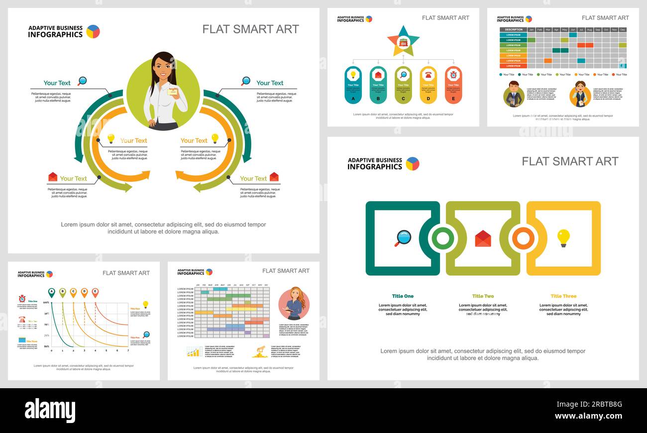 Colorful project or marketing concept infographic charts set Stock ...