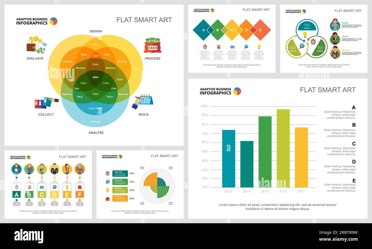 Colorful statistics or analysis concept infographic charts set Stock ...