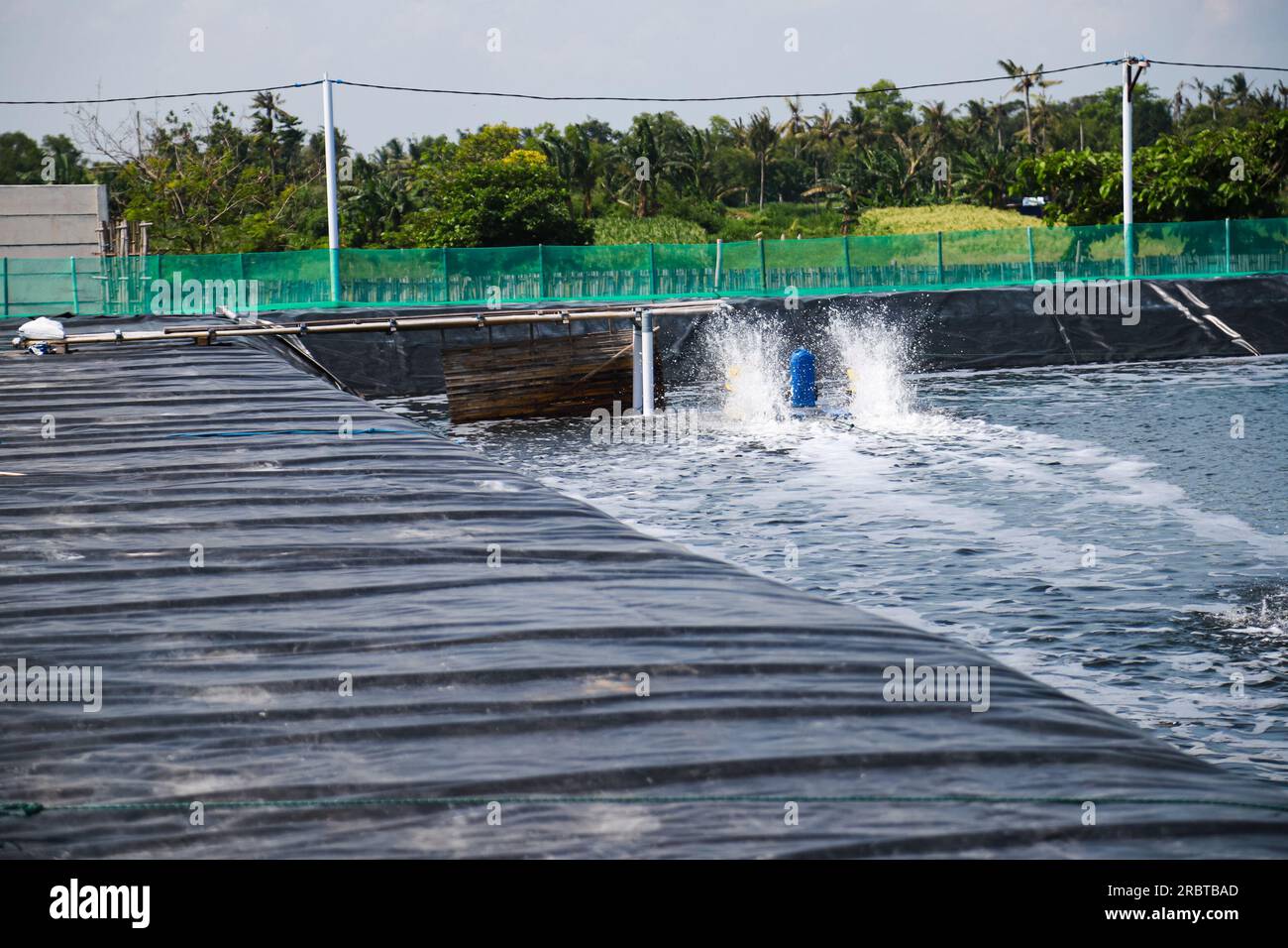 Paddle wheel aerators are used to increase the quality of oxygen in ...