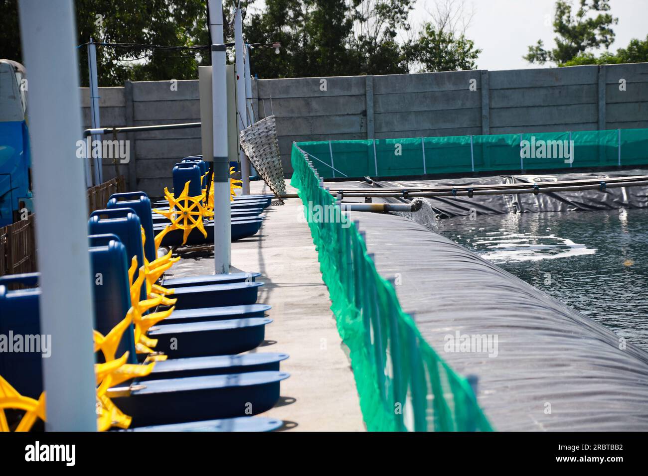 Several paddle wheel aerators undergo maintenance and repair before ...