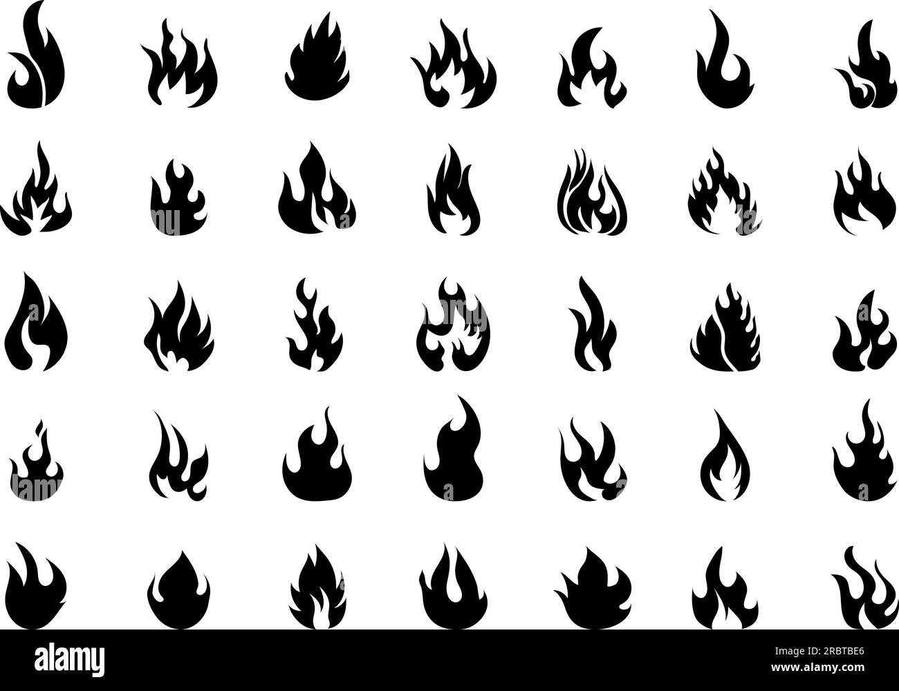 Fire icons set vector. Silhouette flame sign. Campfire burns in flat ...
