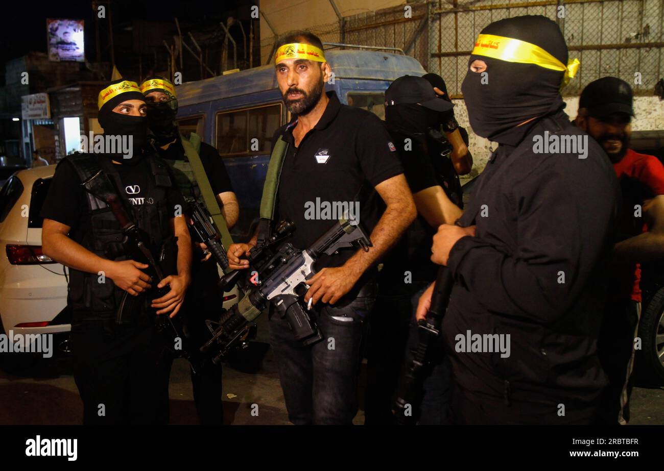 Nablus, Palestine. 10th July, 2023. Palestinian gunmen from the Fatah ...