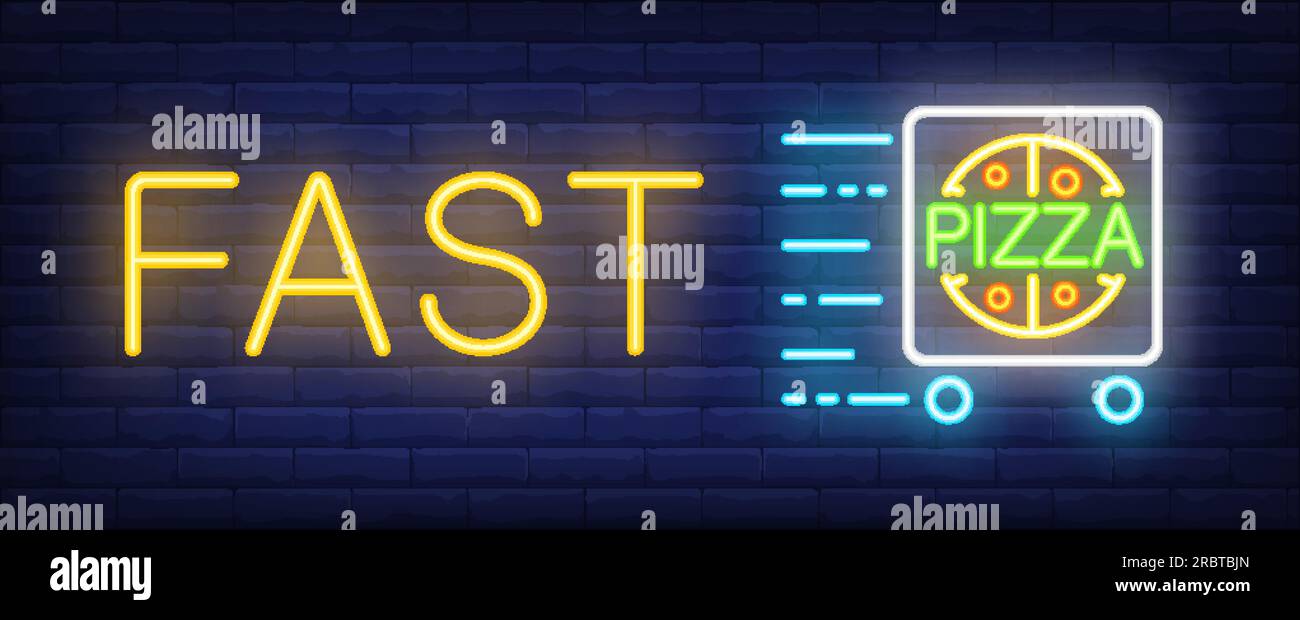 Fast pizza neon sign Stock Vector Image & Art - Alamy
