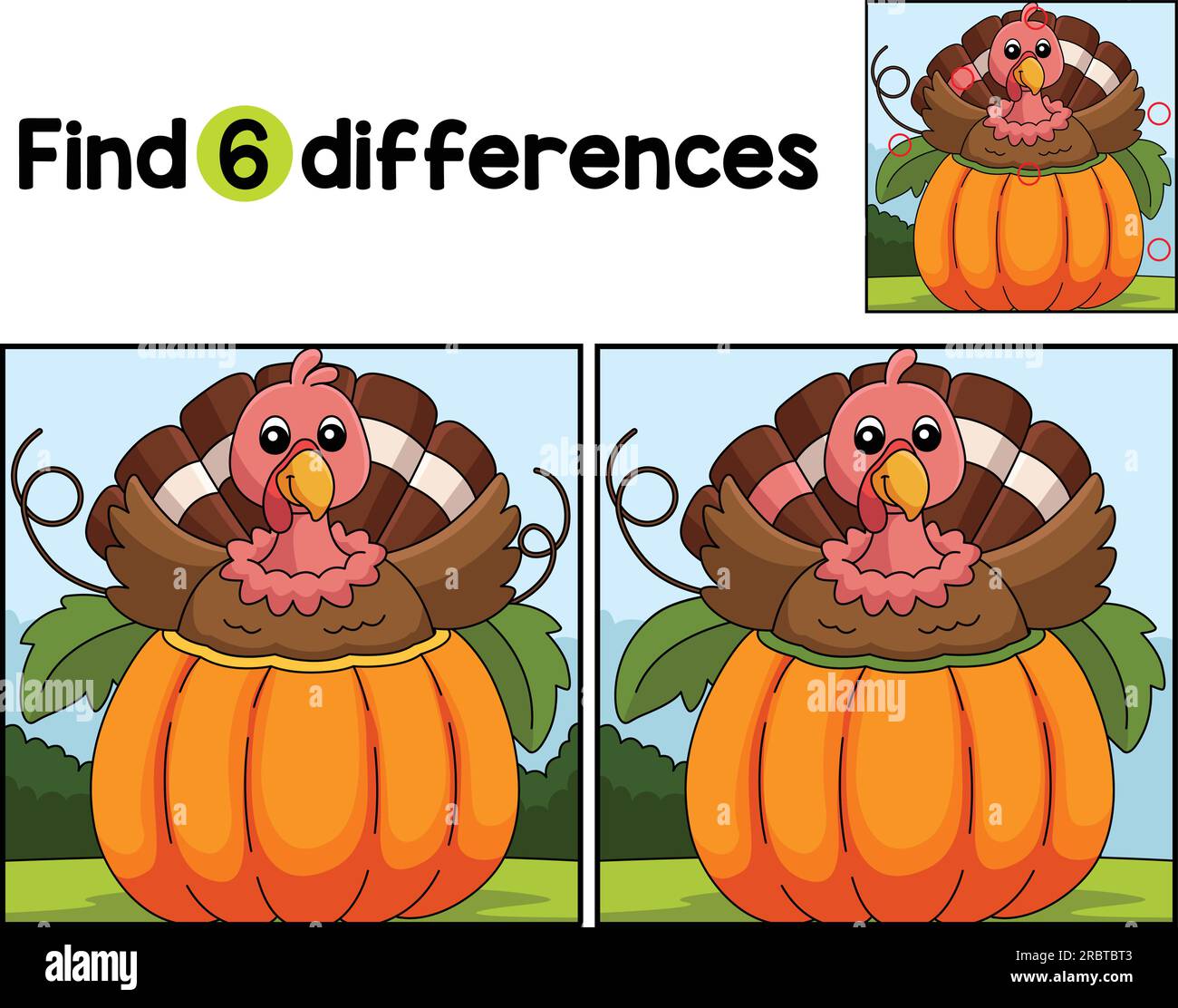 Thanksgiving Turkey Pumpkin Find The Differences Stock Vector Image ...