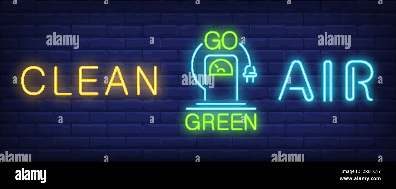 Clean air go green neon sign Stock Vector Image & Art - Alamy