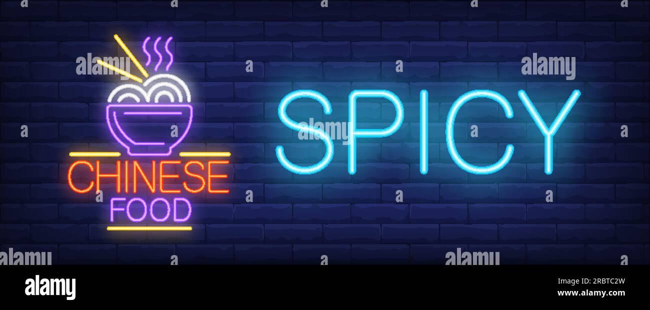 Spicy Chinese food neon sign Stock Vector Image & Art - Alamy