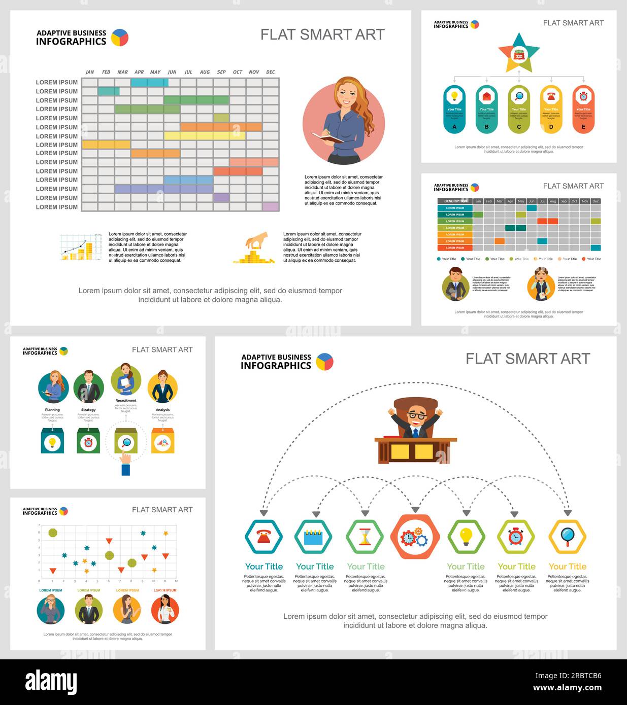 Colorful planning or management concept infographic charts set Stock ...