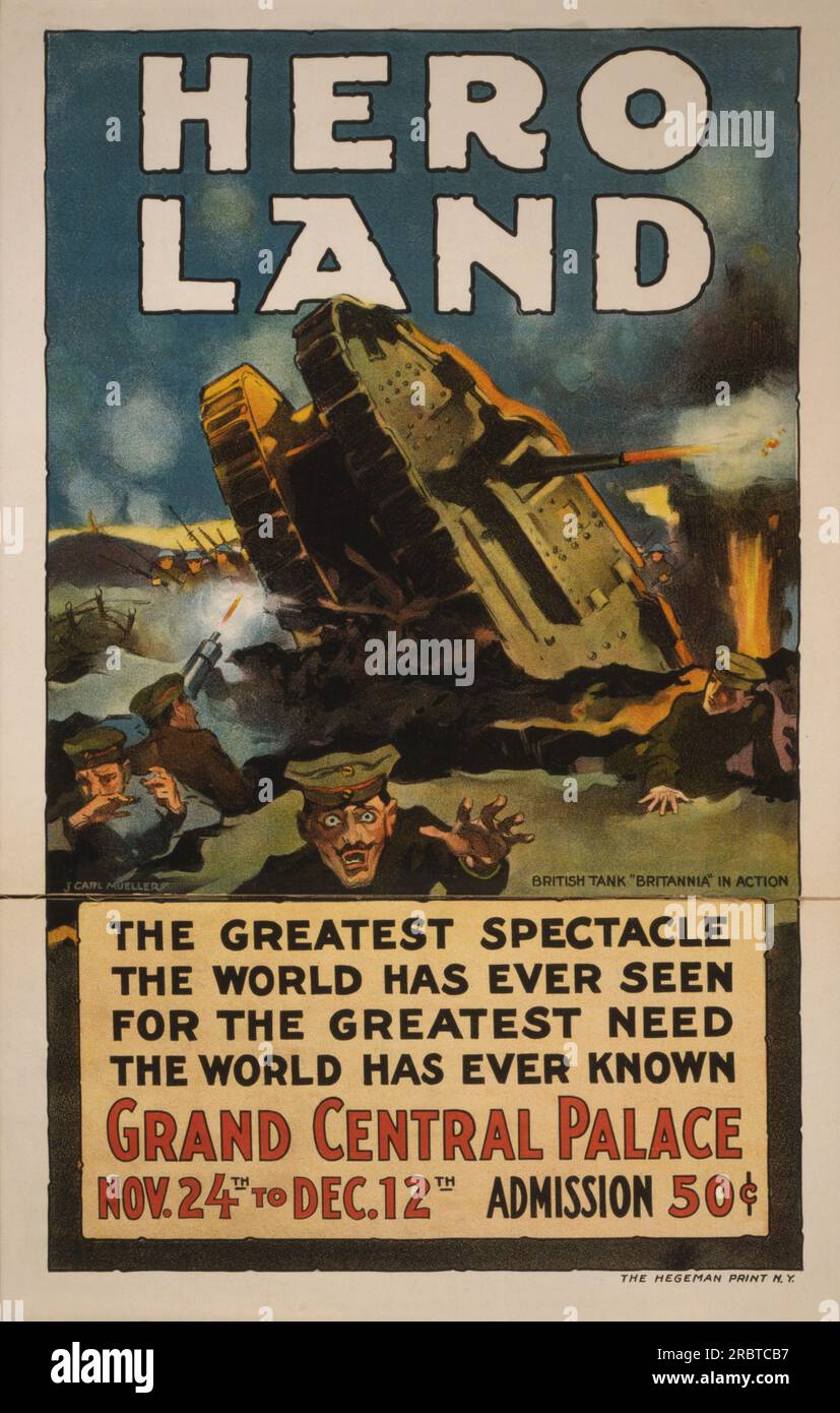 New York, New York: 1917 A lithograph poster of the British tank ...