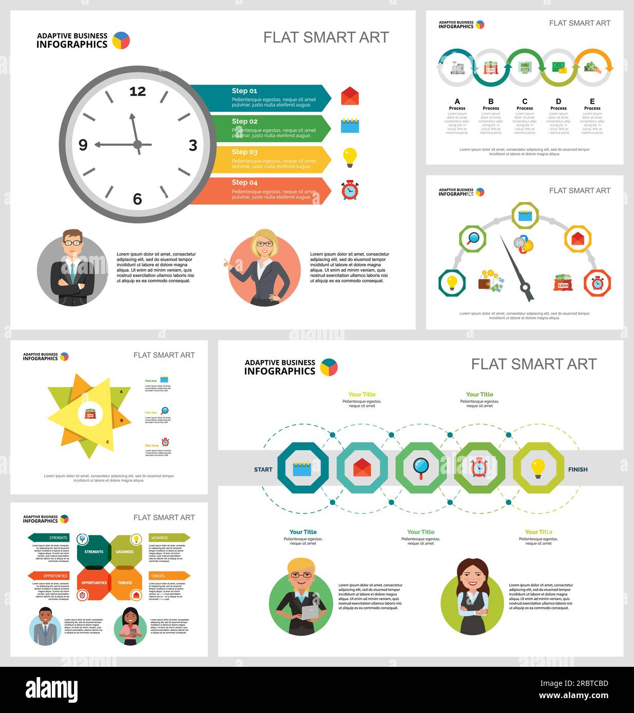 Colorful consulting or planning concept infographic charts set Stock ...