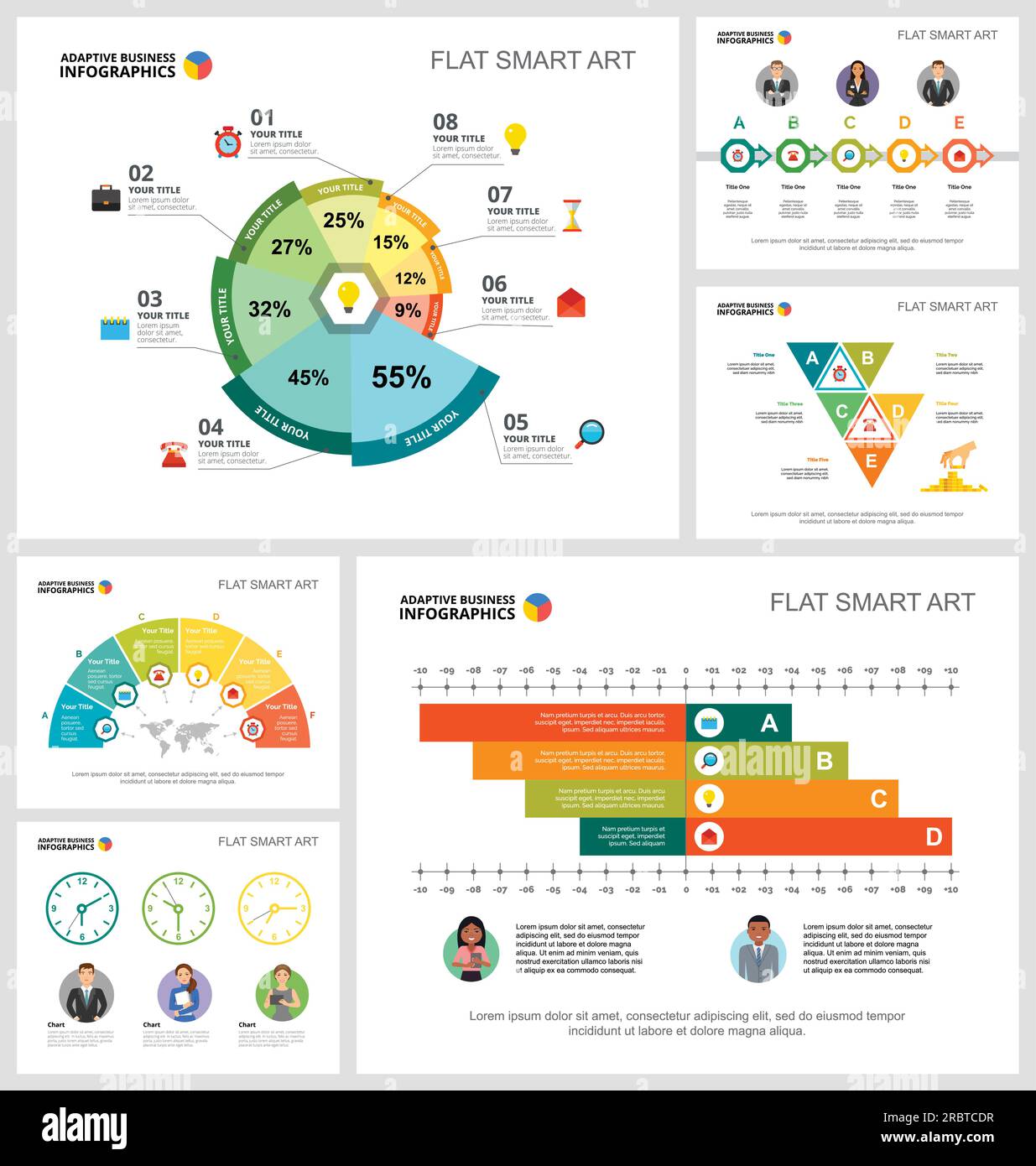Colorful strategy or logistics concept infographic charts set Stock ...