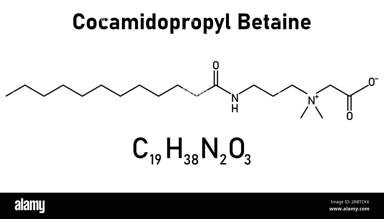 Chemical structure of Cocamidopropyl Betaine (C19H38N2O3). Chemical ...