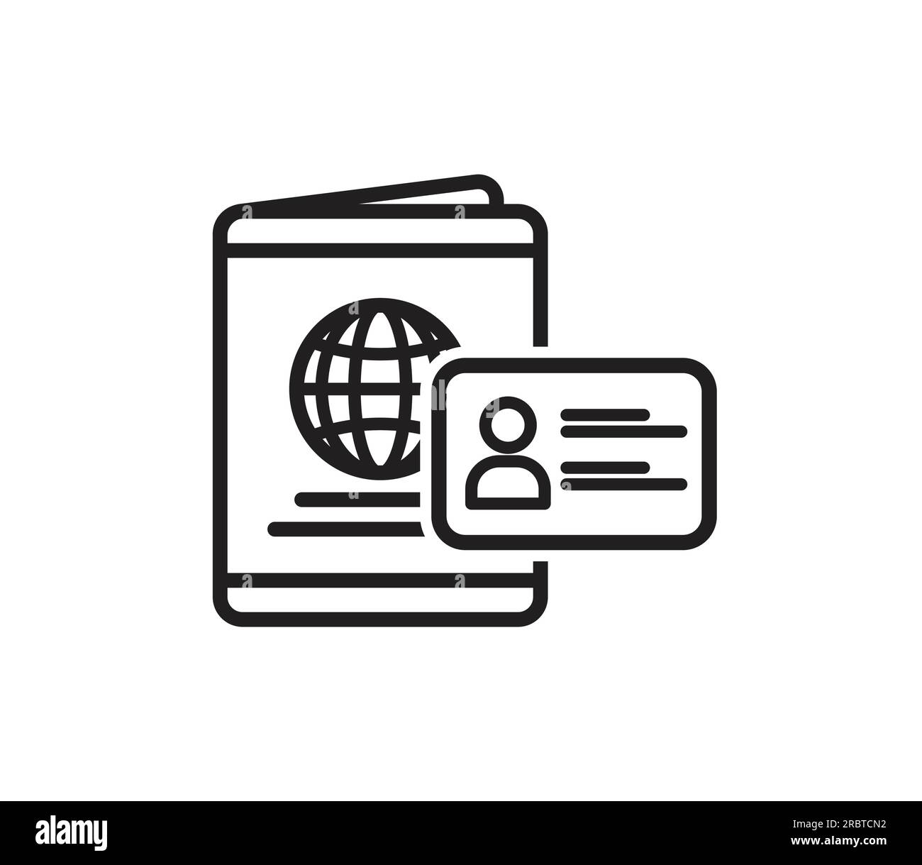 simple classic id passport licence identification line icon vector ...