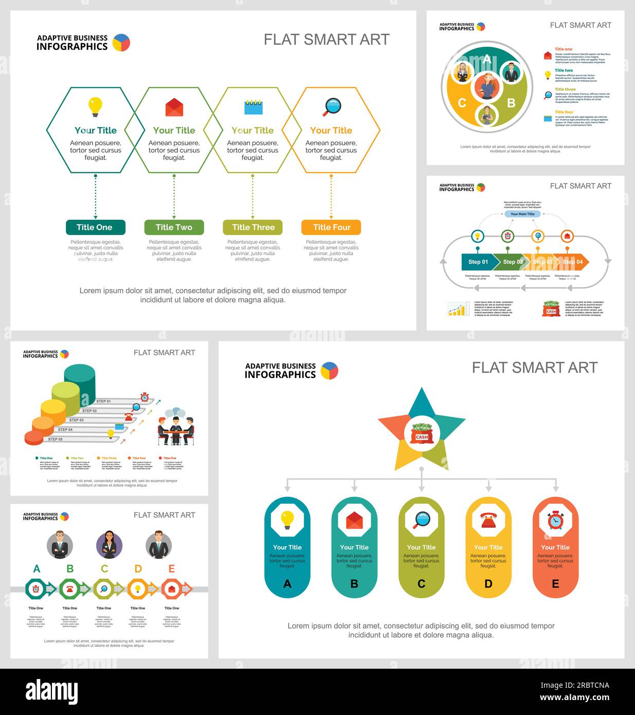 Colorful marketing or planning concept infographic charts set Stock ...