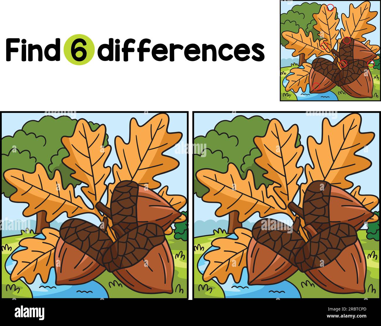 Thanksgiving Acorn Fruit Find The Differences Stock Vector Image & Art ...