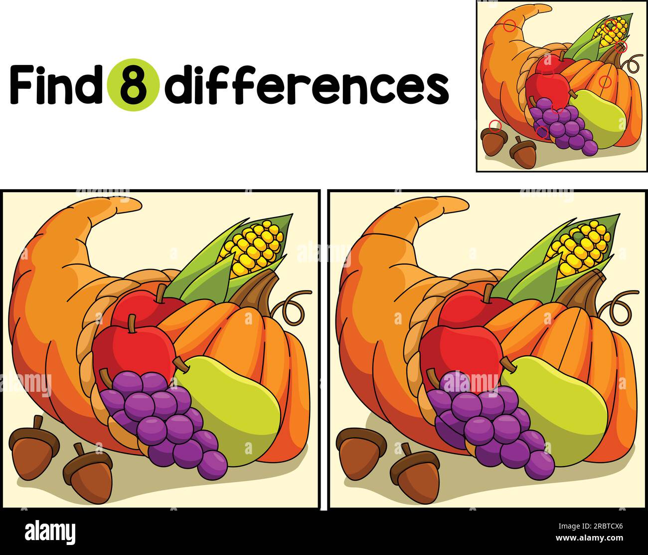 Thanksgiving Cornucopia Find The Differences Stock Vector Image & Art ...