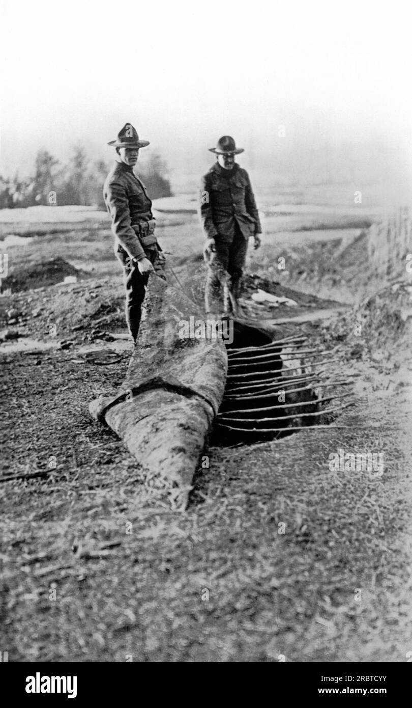 Europe: 1918 A pit trap for unwary charging enemy soldiers set by US ...