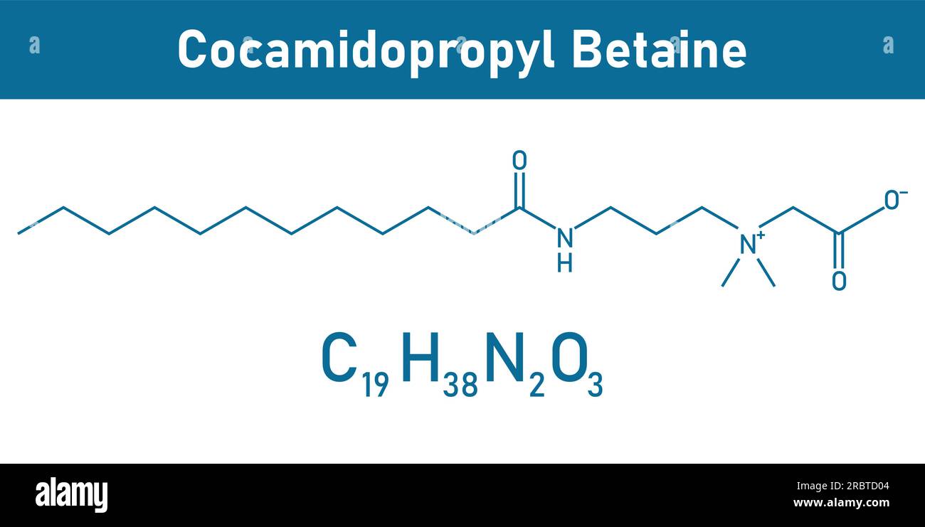 Chemical structure of Cocamidopropyl Betaine (C19H38N2O3). Chemical ...