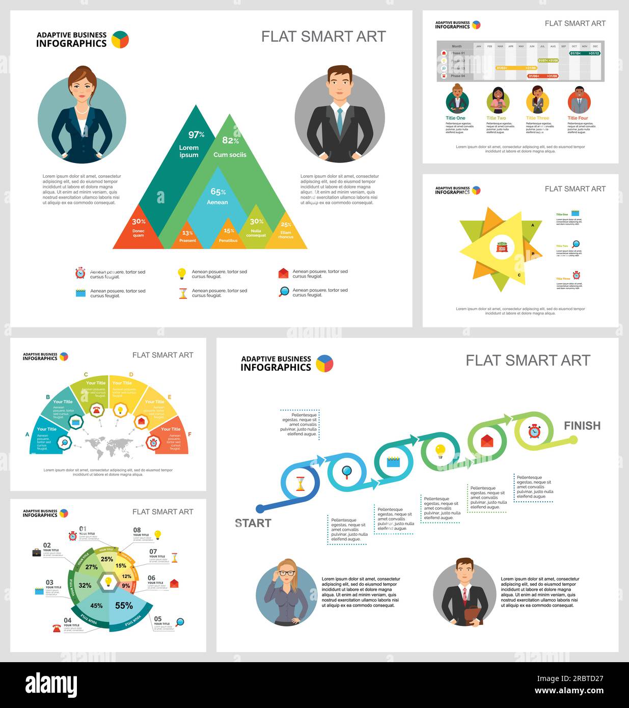 Colorful analytics or logistics concept infographic charts set Stock ...