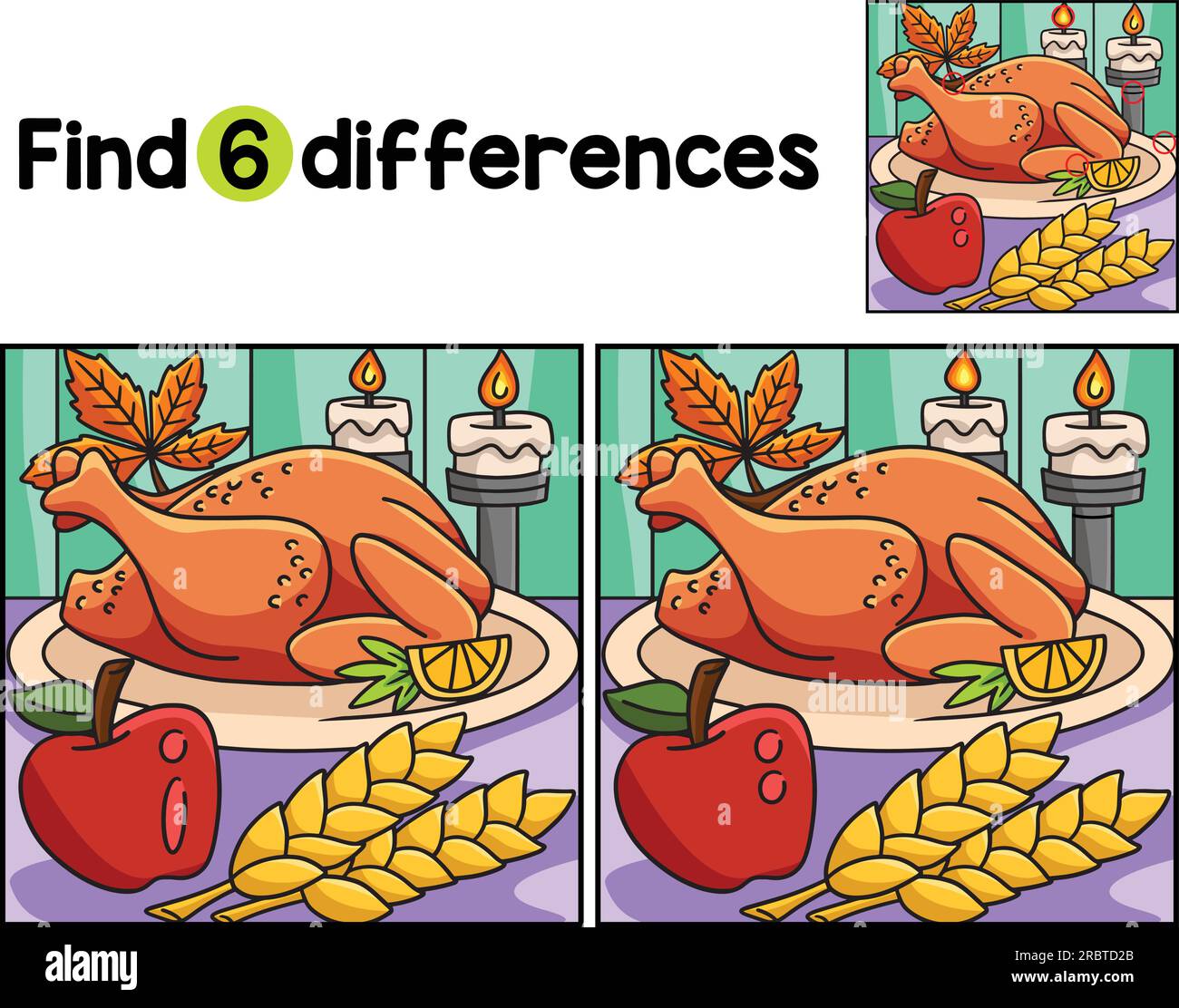 Thanksgiving Turkey Meal Find The Differences Stock Vector Image & Art ...