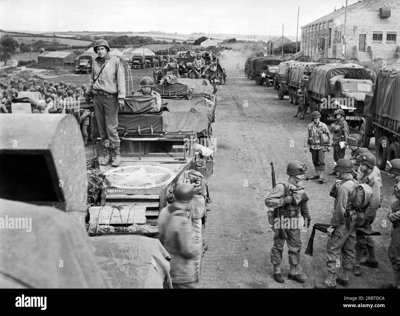 England: June 5, 1944 Troops and equipment lined up somewhere in ...