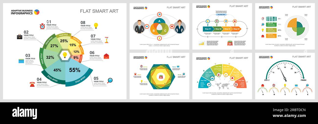 Colorful promotion or training concept infographic charts set Stock ...