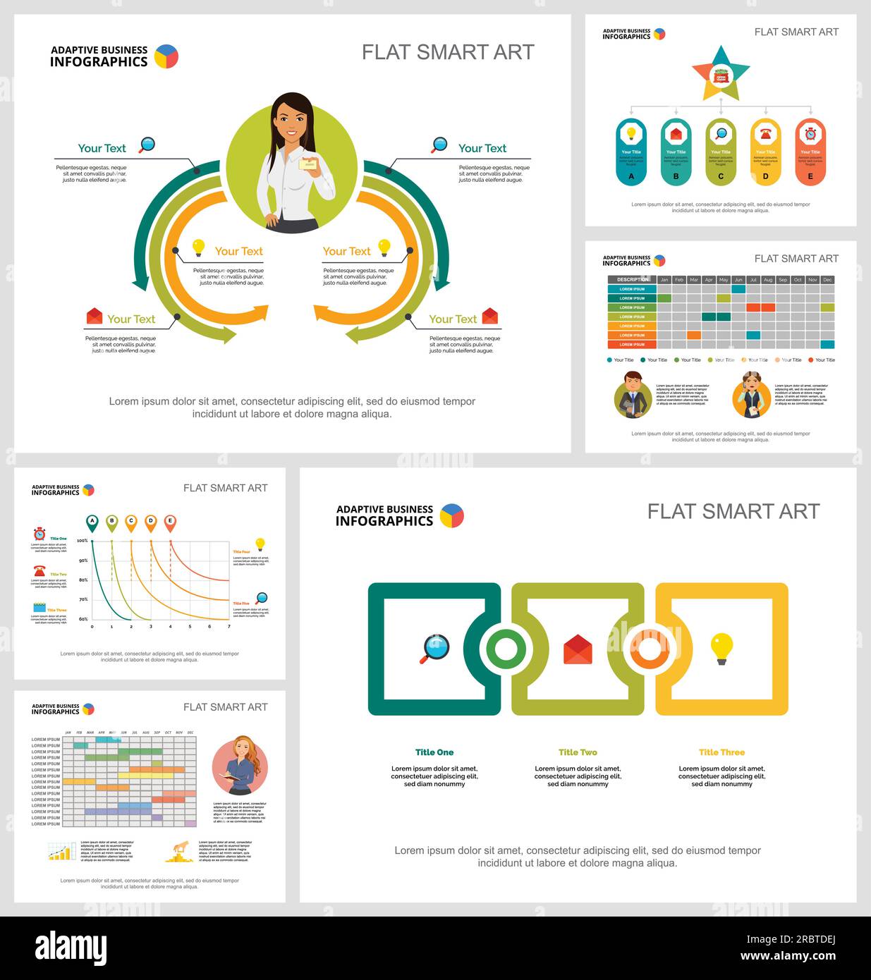 Colorful project or marketing concept infographic charts set Stock ...