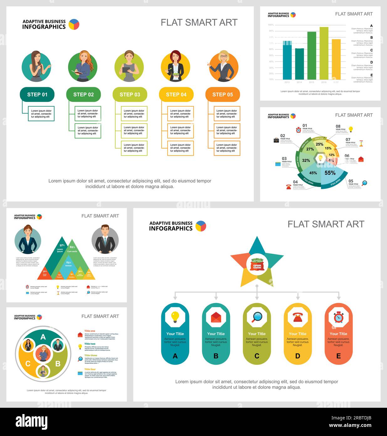 Colorful management or analytics concept infographic charts set Stock ...