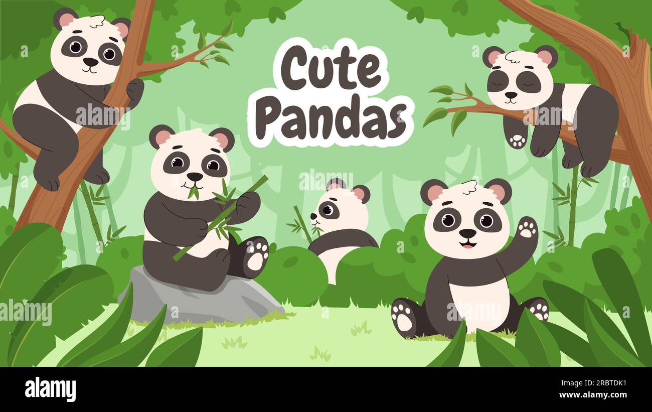 Cute pandas in forest concept Stock Vector Image & Art - Alamy