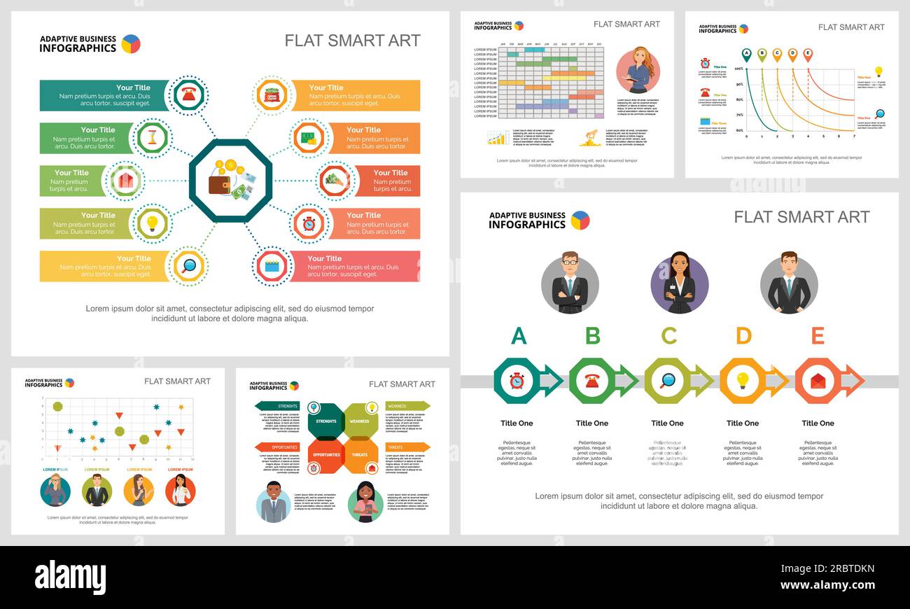 Colorful workflow or teamwork concept infographic charts set Stock ...