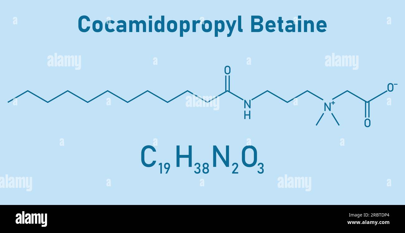 Chemical structure of Cocamidopropyl Betaine (C19H38N2O3). Chemical ...
