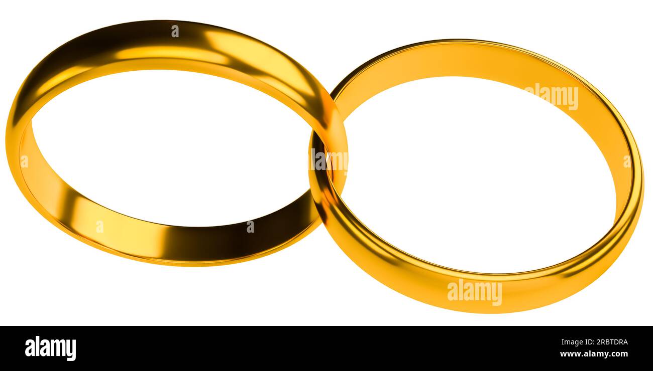 Illustration of two wedding gold rings isolated on white background ...