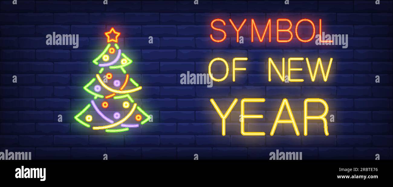Symbol of New Year neon sign Stock Vector Image & Art - Alamy