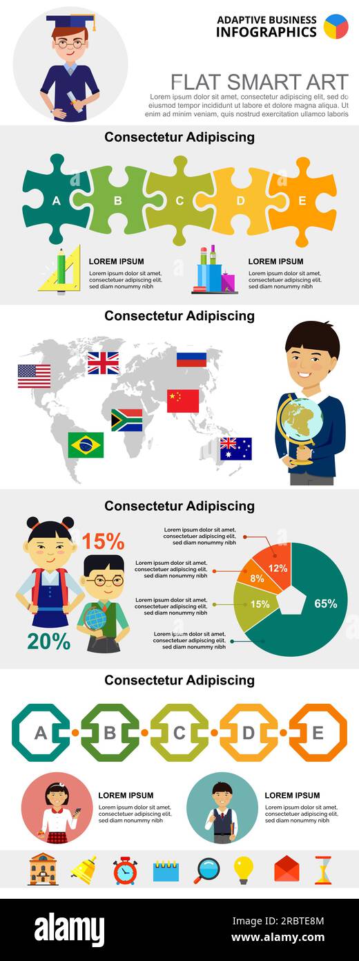 Education and business planning infographic charts set Stock Vector ...