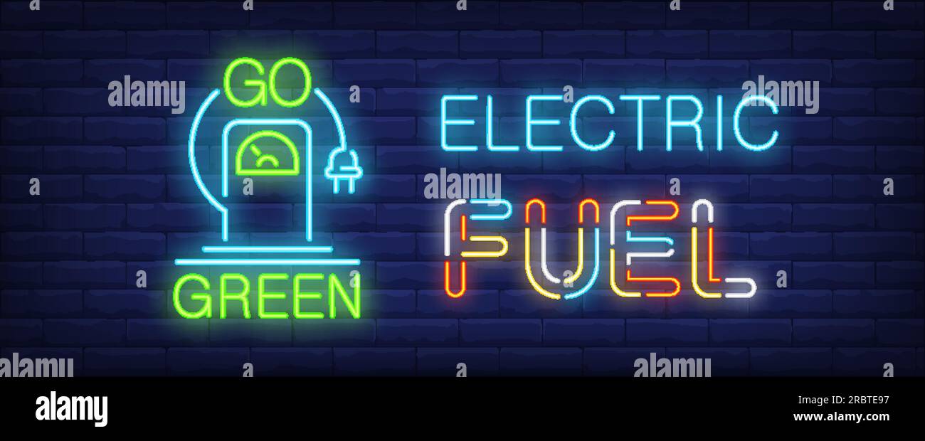 Electric fuel, go green neon sign Stock Vector Image & Art - Alamy