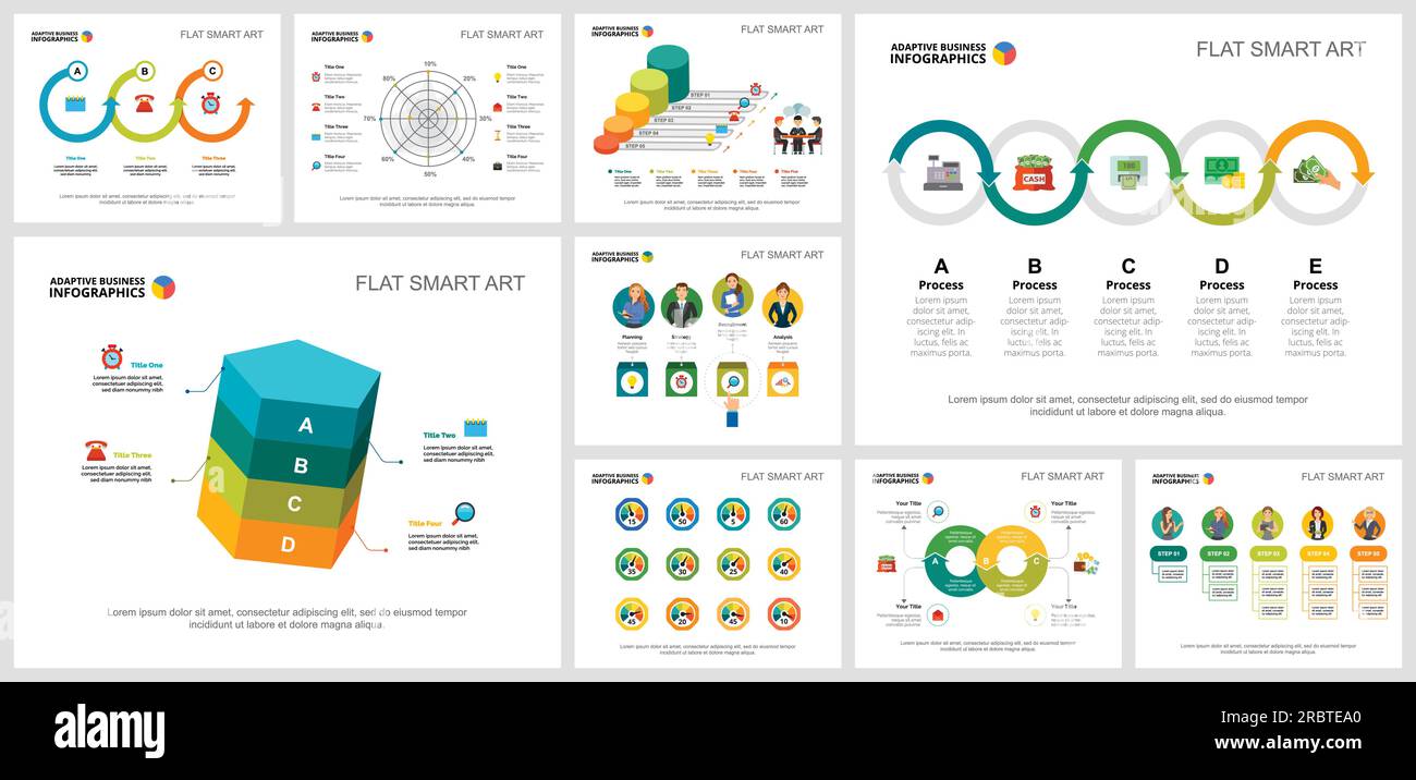 Colorful marketing or training concept infographic charts set Stock ...