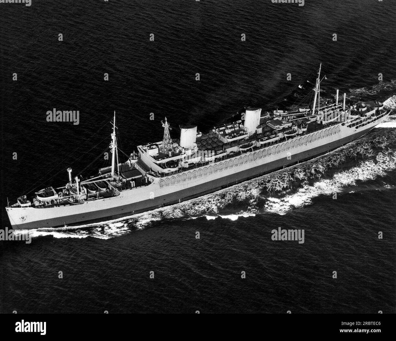 Atlantic Ocean, circa 1944 The former luxury liner, "Manhattan" has ...