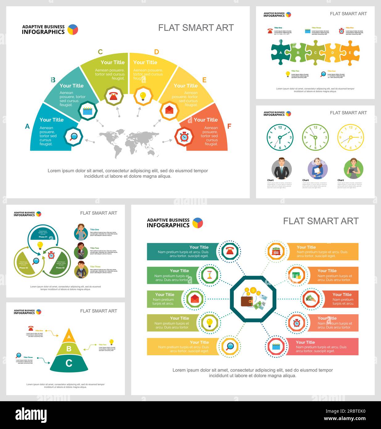 Colorful teamwork or finance concept infographic charts set Stock ...