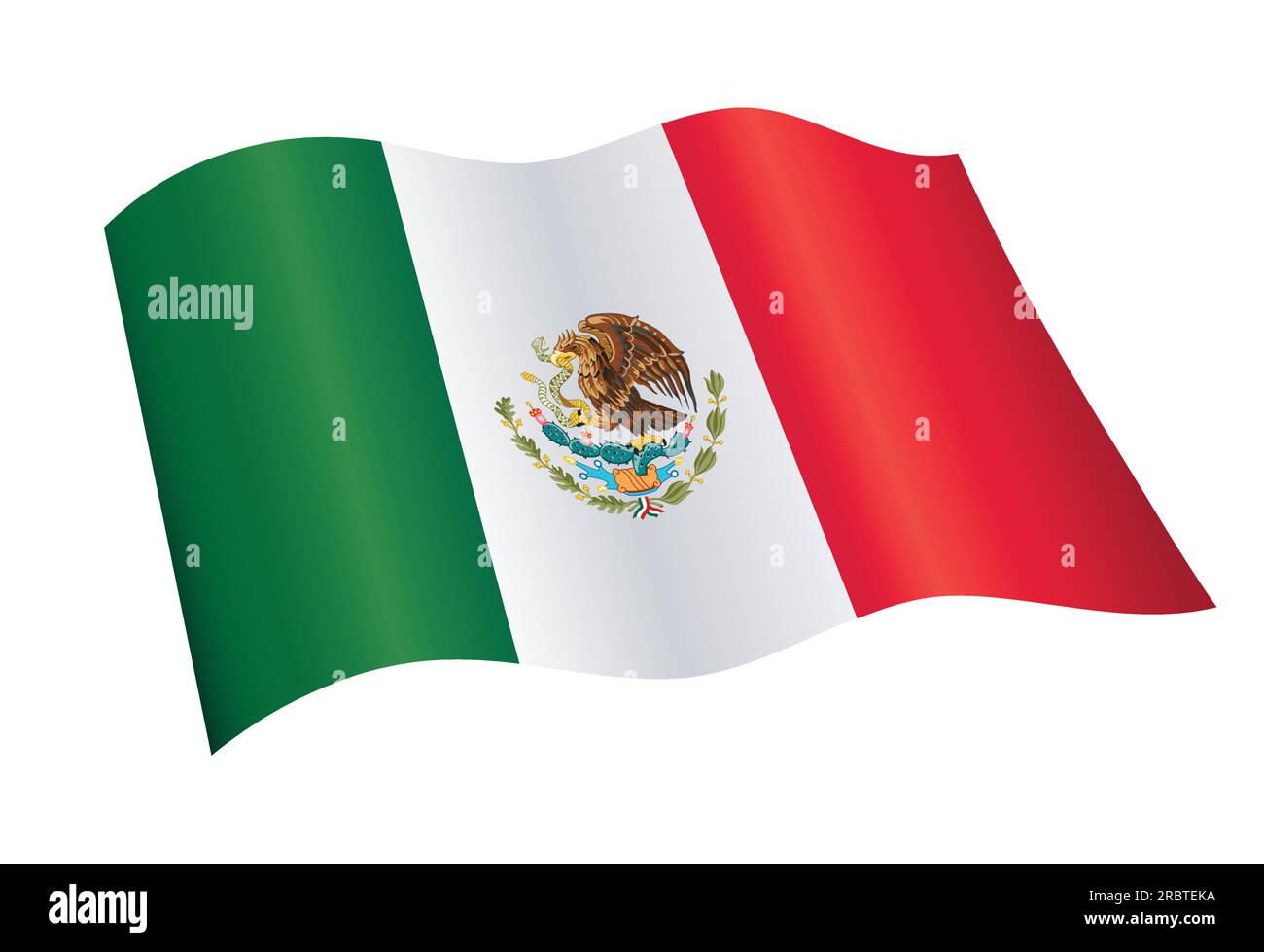 accurate correct mexican flag of mexico flying waving flowing vector ...