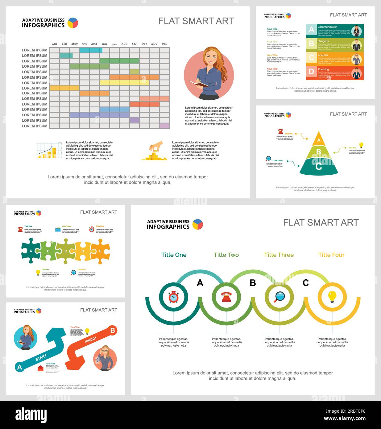 Colorful workflow or research concept infographic charts set Stock ...