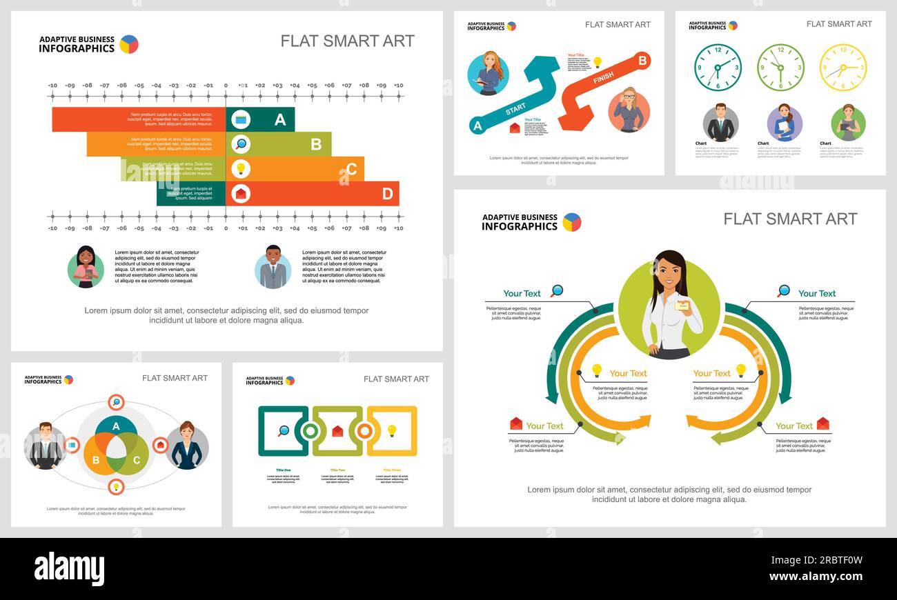 Colorful strategy or planning concept infographic charts set Stock ...