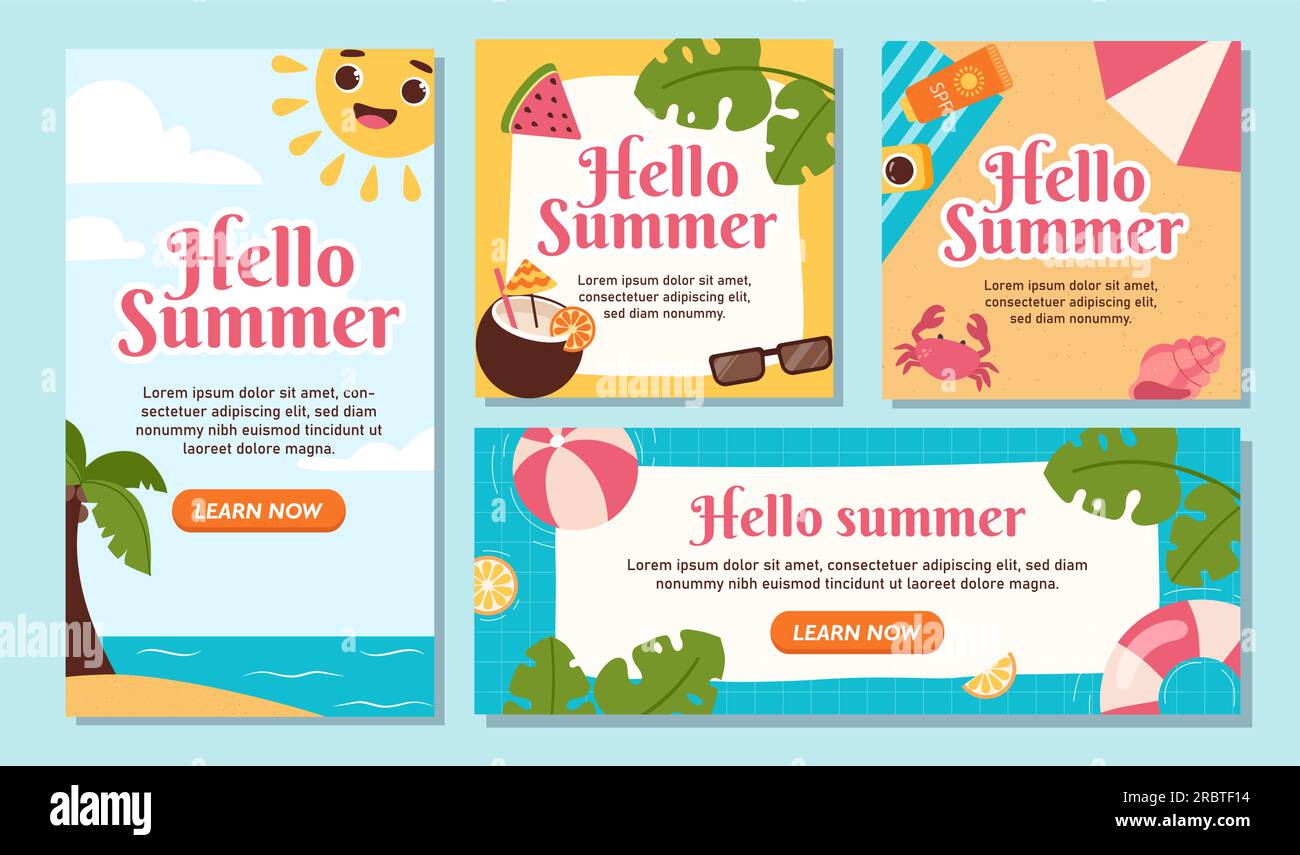 Hello summer banners set Stock Vector Image & Art - Alamy