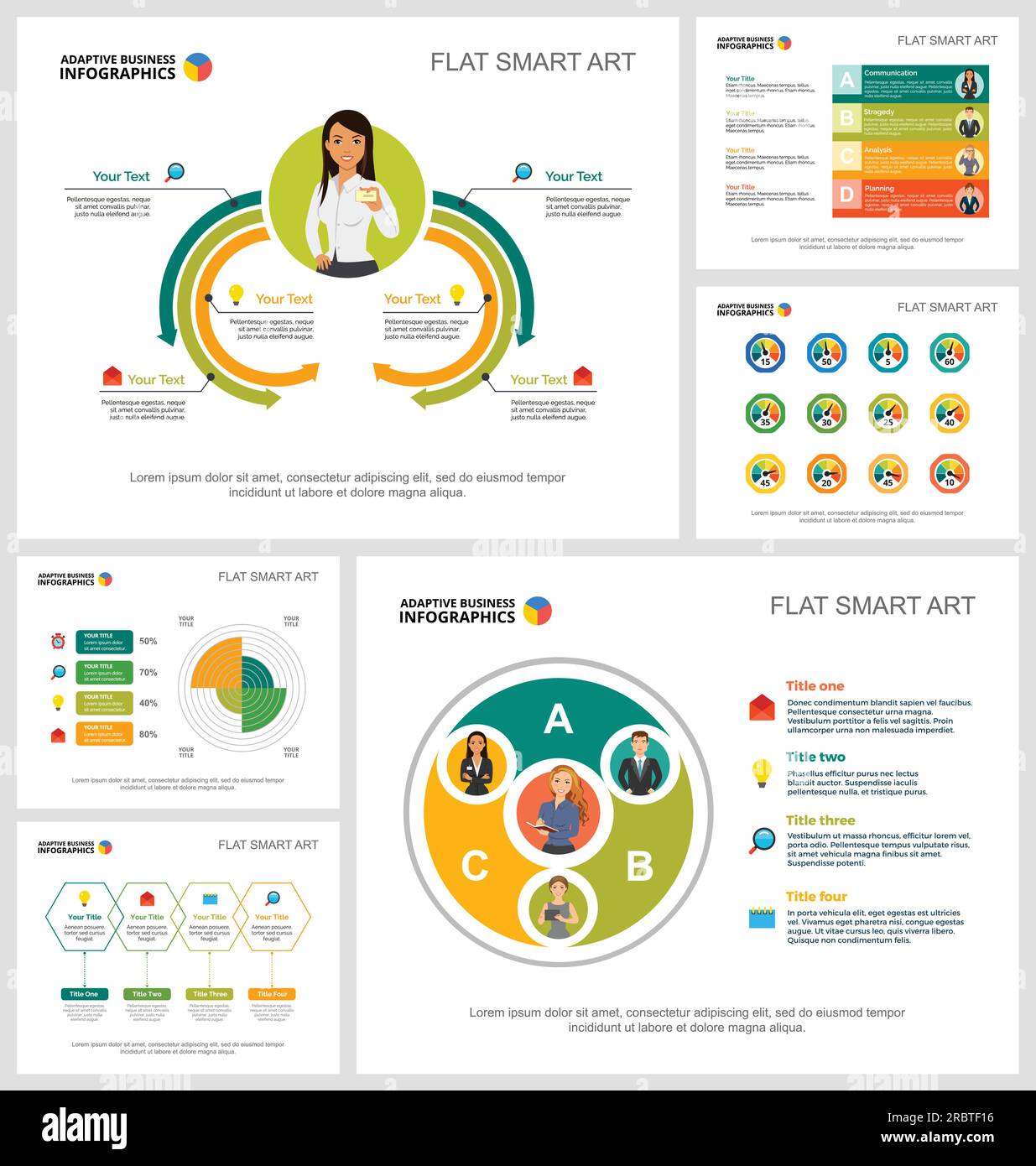 Colorful research and planning infographic charts set Stock Vector ...