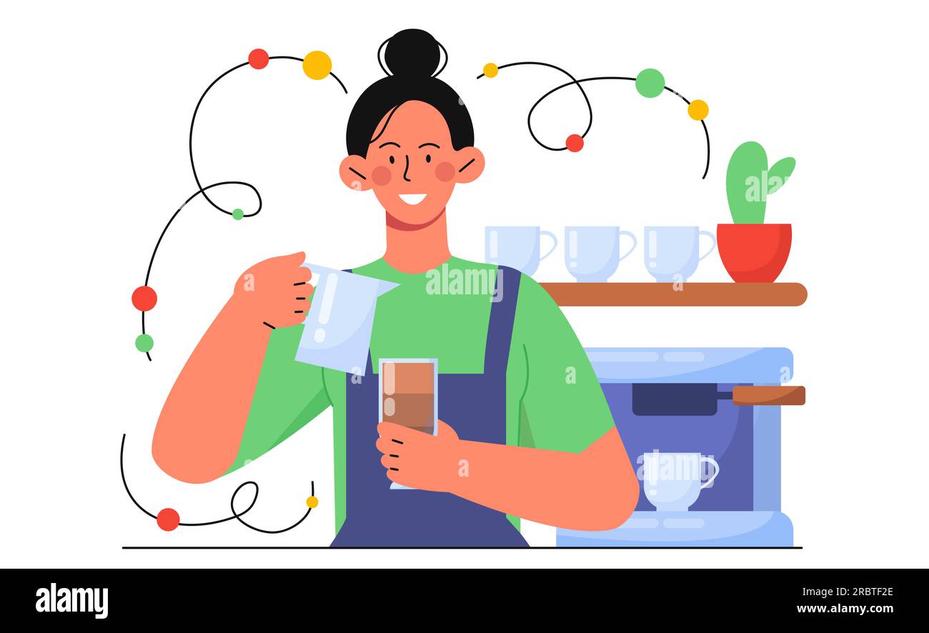 Female waiter in apron Cut Out Stock Images & Pictures - Alamy